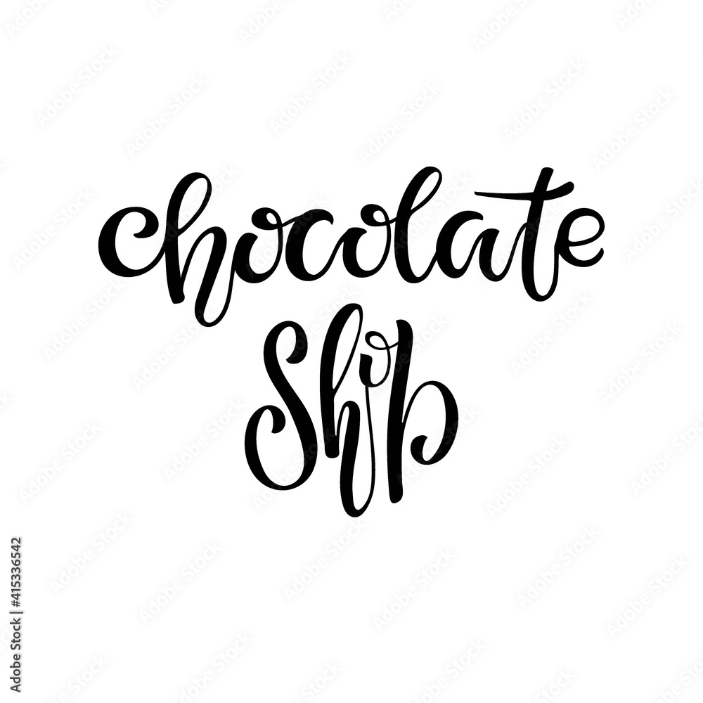 Chocolate Shop logo design. Black and white text isolated on white ...