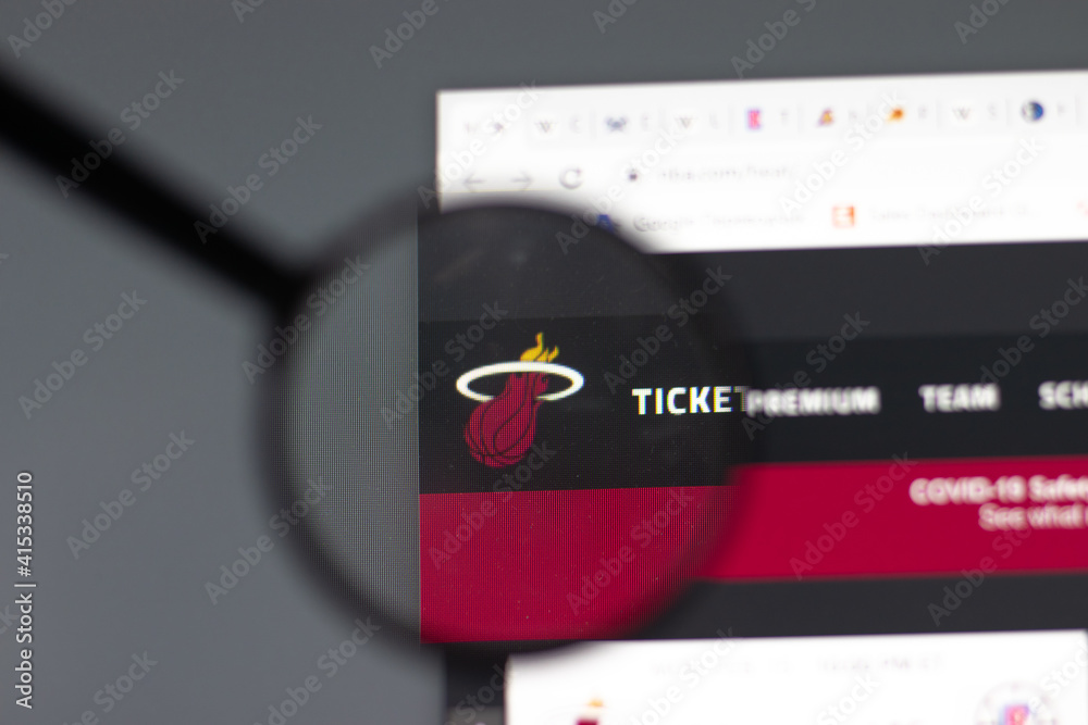 New York, USA - 15 February 2021: Miami Heat website in browser with ...