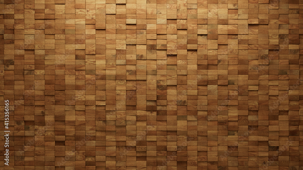 Wood Block Wall background. Mosaic Wallpaper with Light and Dark Timber ...