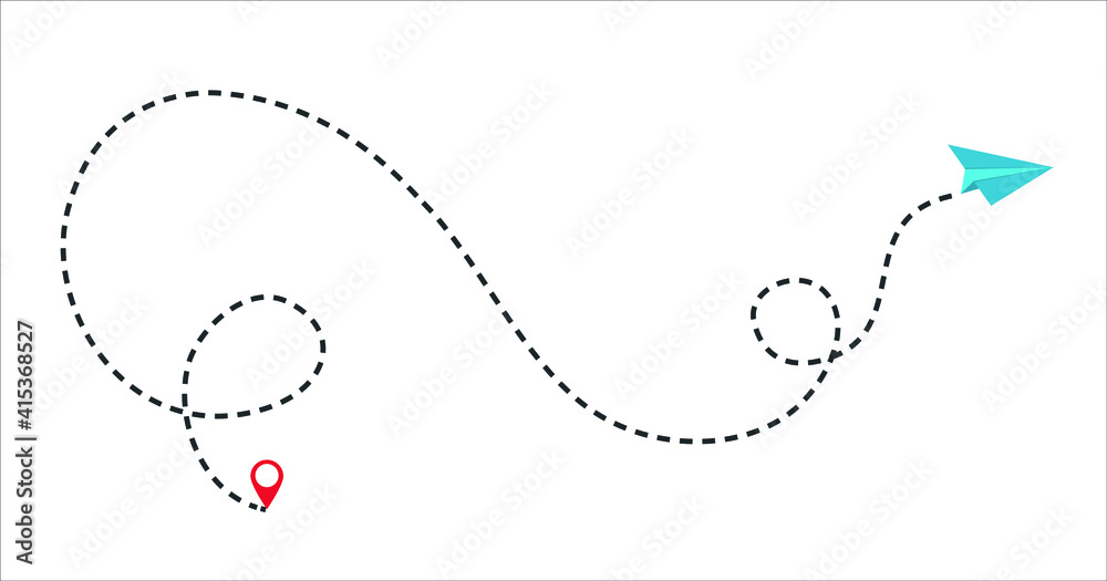 Paper plane route online education concept. Vector illustration Stock ...