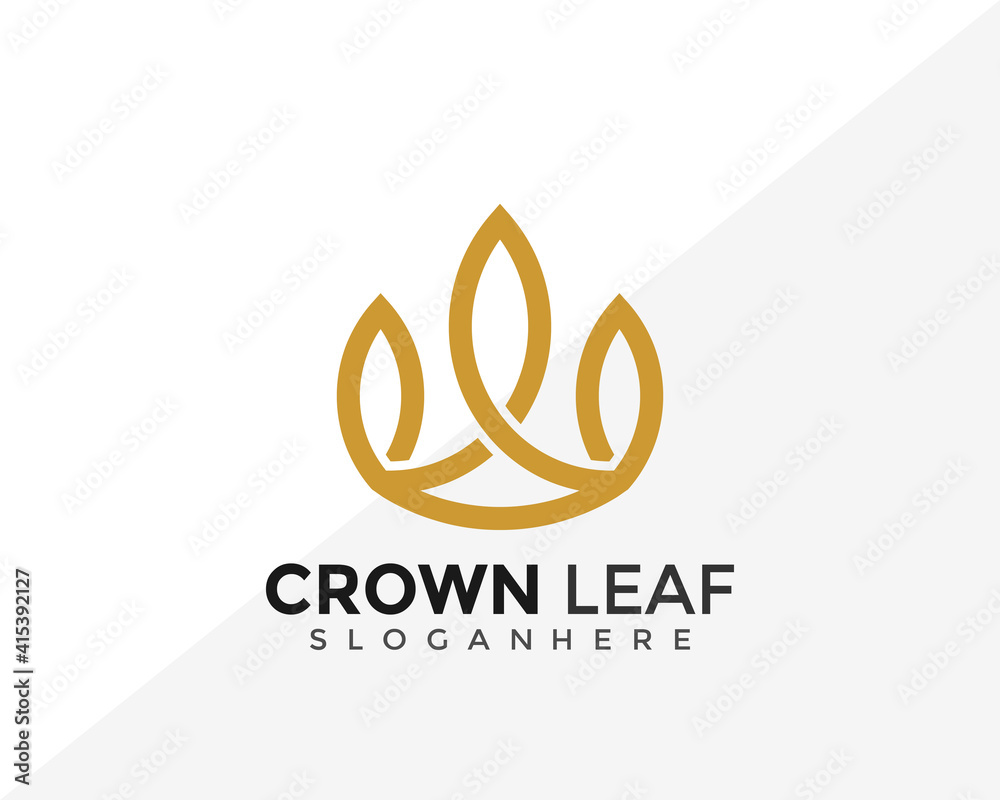 เวกเตอร์ Stock Gold Crown Leaf Logo Design. Creative Idea logos designs ...