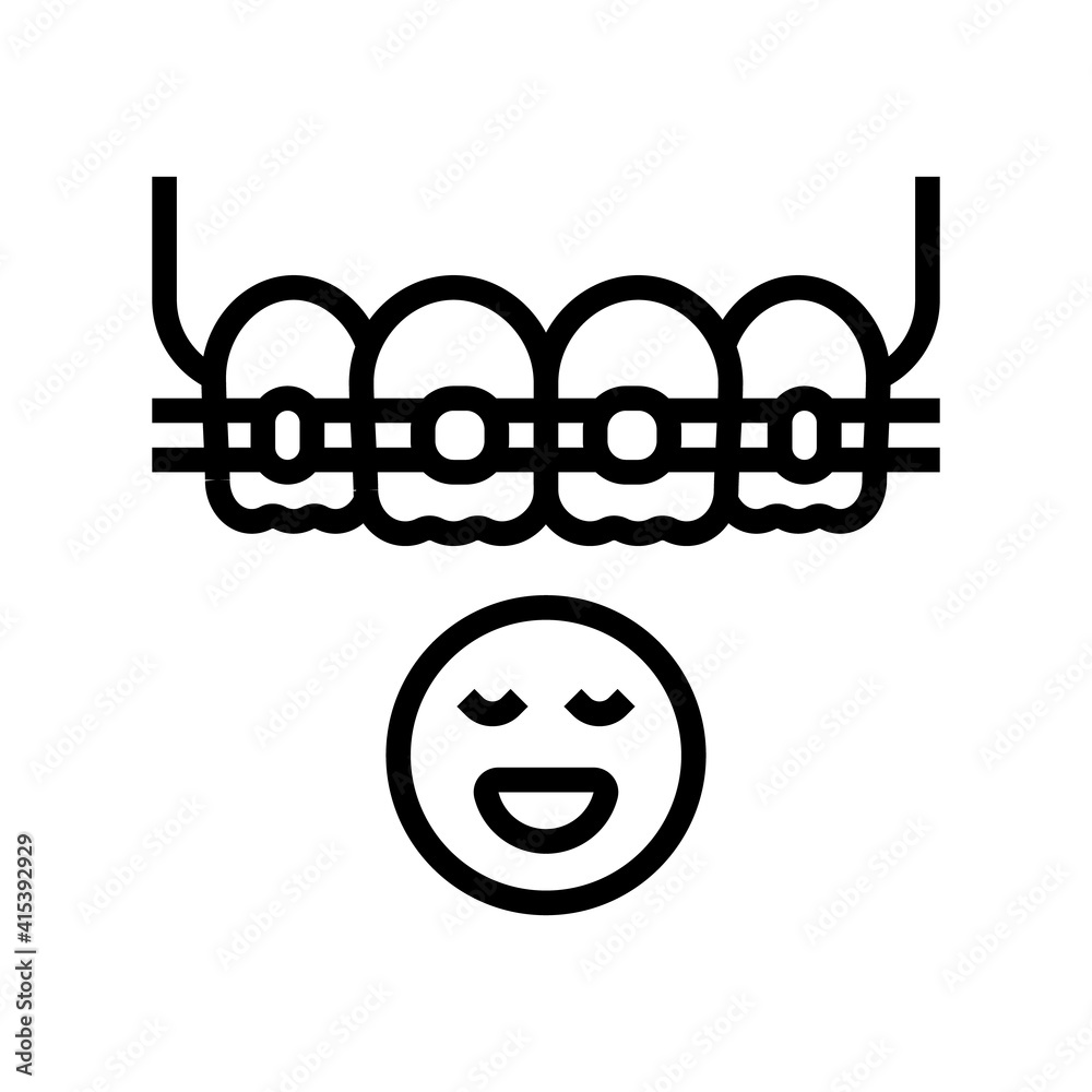 child tooth braces line icon vector. child tooth braces sign. isolated ...