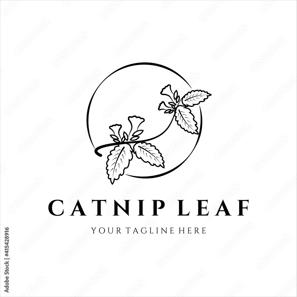 catnip leaf line art minimalist vector logo illustration design Stock ...