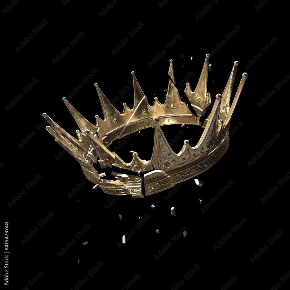 Broken Crown on the black background Stock Photo | Adobe Stock