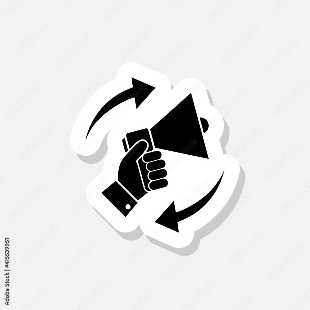 Review marketing megaphone sticker icon Stock Illustration | Adobe Stock