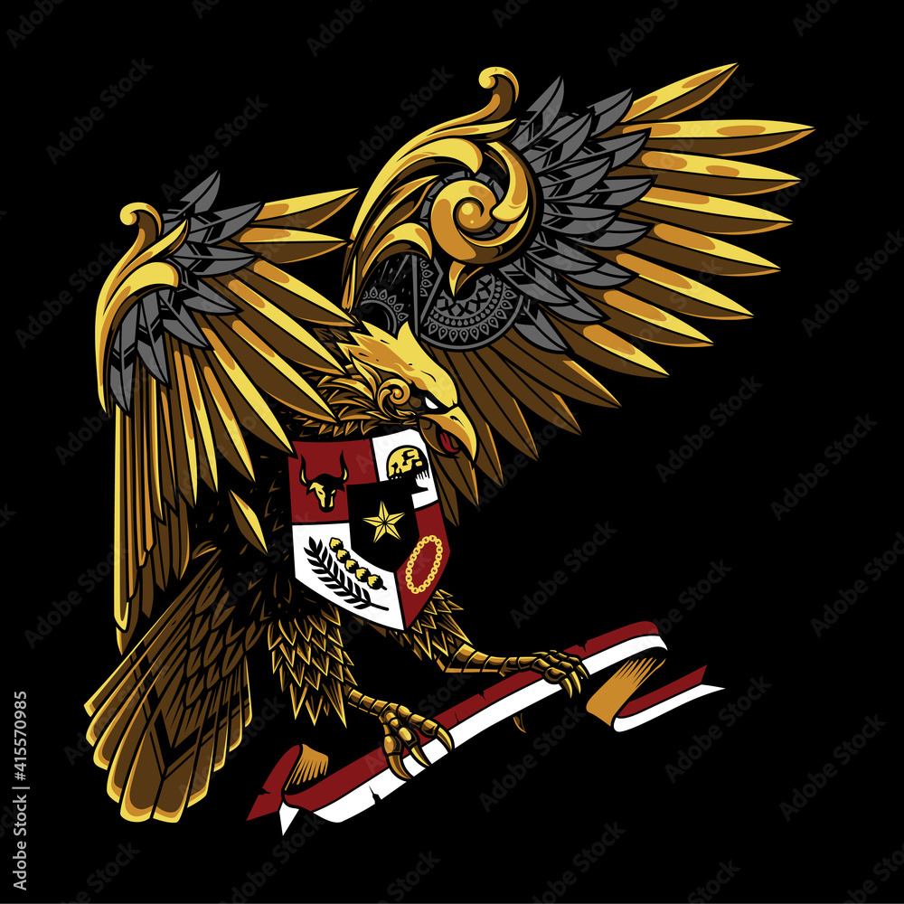 garuda indonesia illustration and tshirt design Stock Vector | Adobe Stock