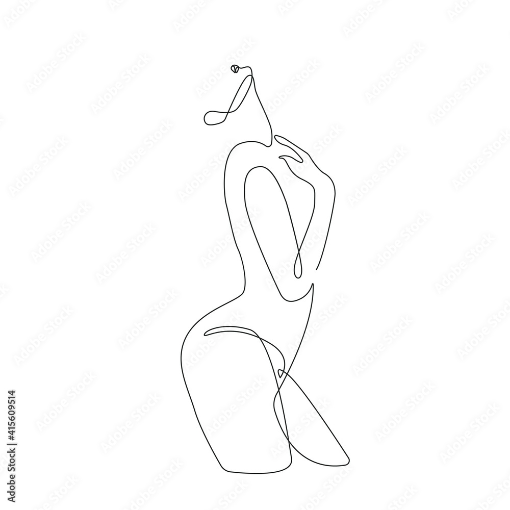 Continuous One Line Drawing Woman Body Nude Drawing Female Figure One