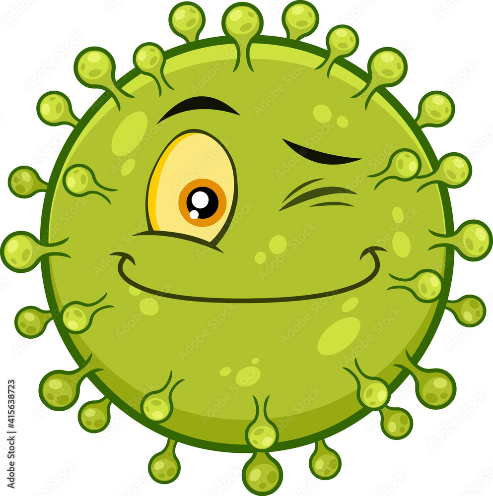 Smiling Coronavirus (COVID-19) Cartoon Emoji Character Winking. Vector ...