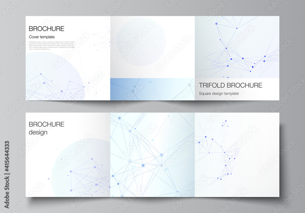 Vector layout of square format covers templates for trifold brochure ...