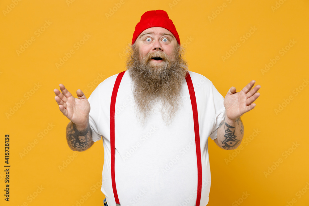 Fat pudge obese chubby overweight tattooed blue-eyed bearded shocked ...