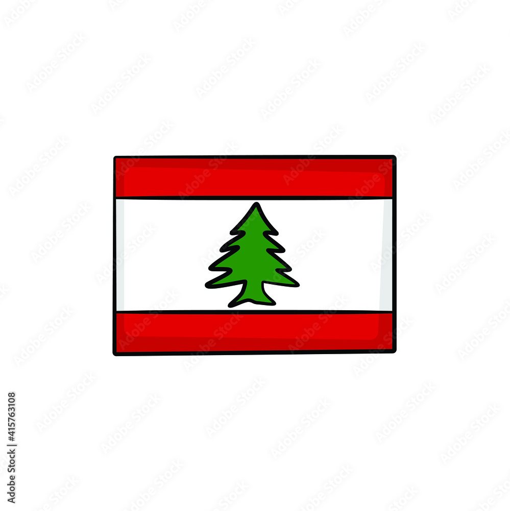 Lebanon flag in drawing style isolated vector. Hand drawn object ...
