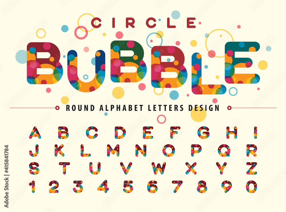 Colorful Circles inside Alphabet Letters and numbers, Modern Color ...