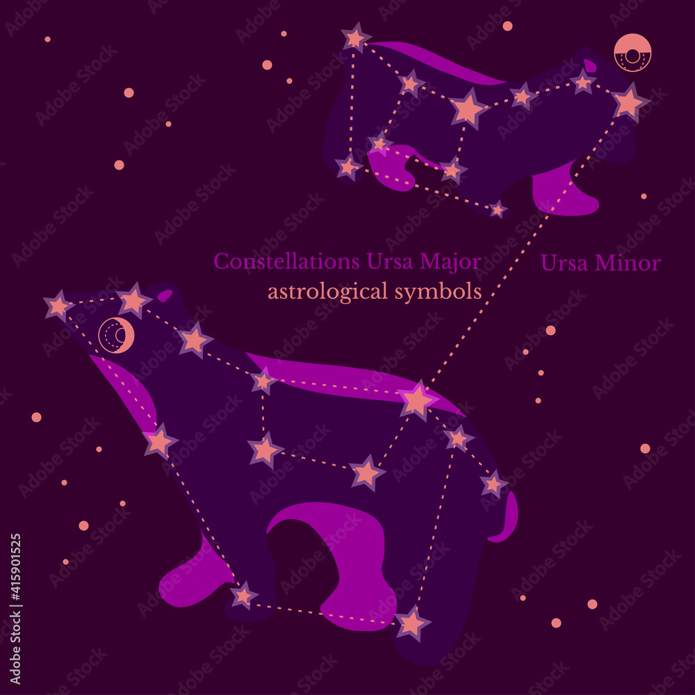 Abstract illustration of constellations Ursa Major and Ursa Minor ...