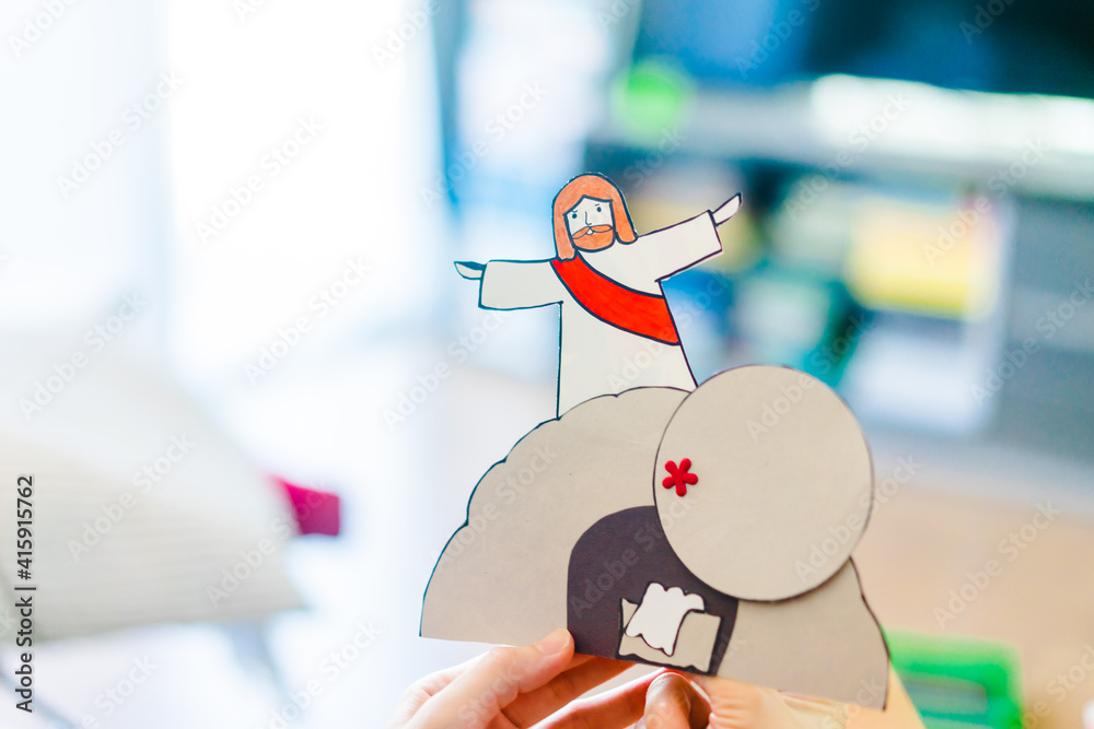 Easter, He is risen, Paper art craft idea in Easter day at home.Sunday ...