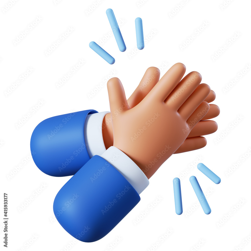 Cartoon character hands clapping or applause with loud noise. Business ...