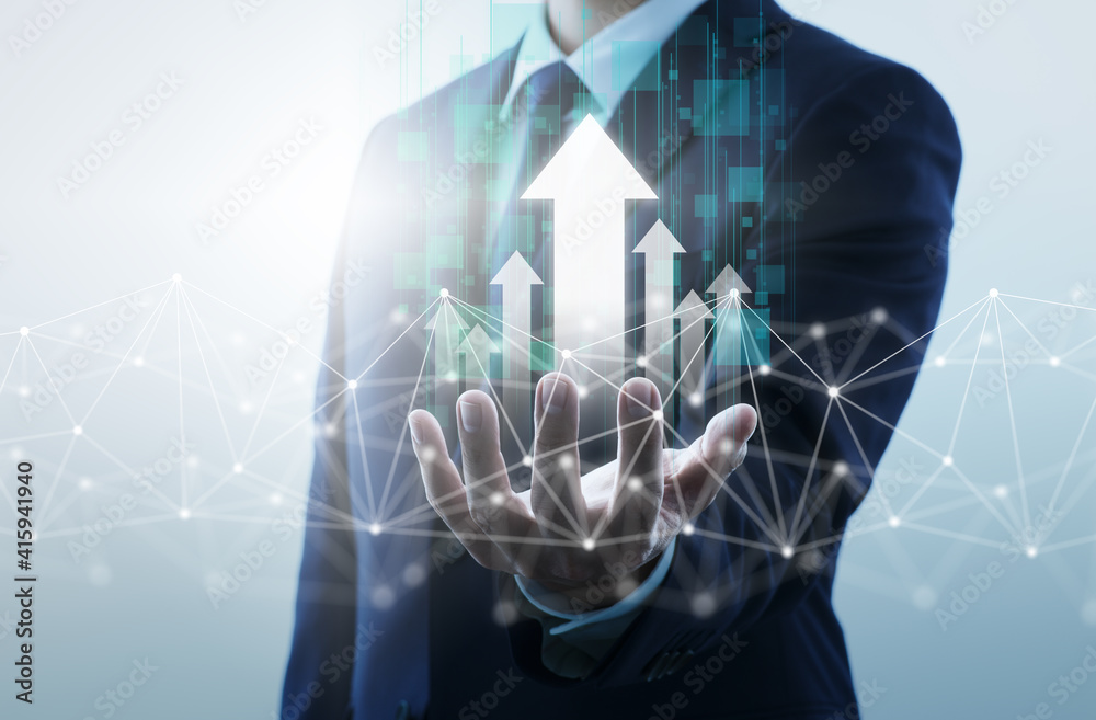 Information of business from network. Business growth. Businessperson ...