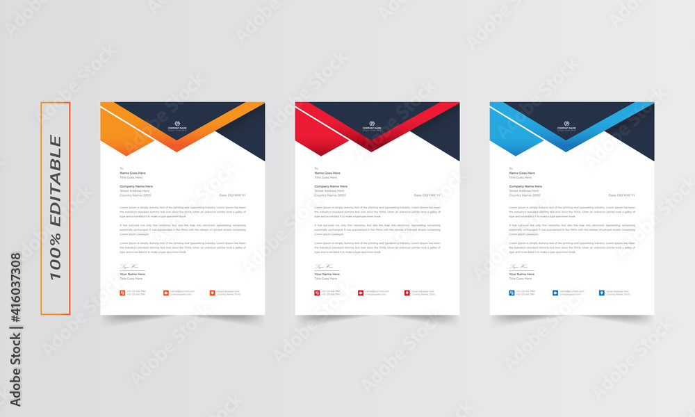 Letterhead design template, business letterhead, letterhead red ...