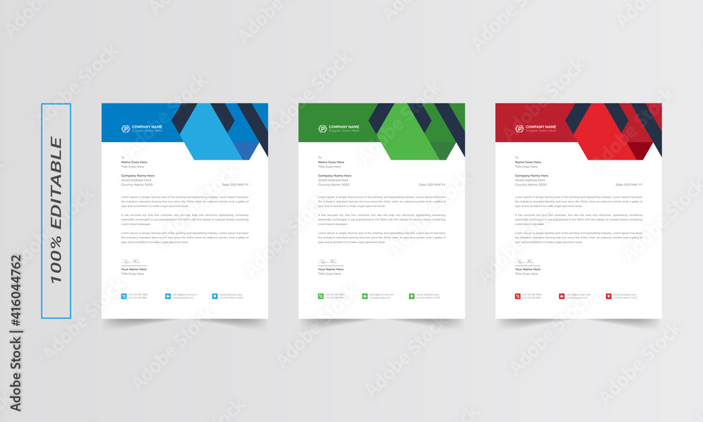 Letterhead design template, business letterhead, letterhead red ...