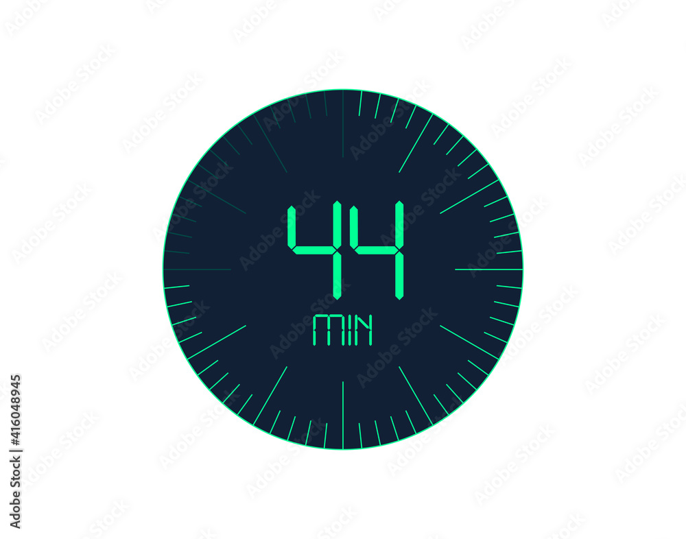 44 min Timer icon, 44 minutes digital timer. Clock and watch, timer ...