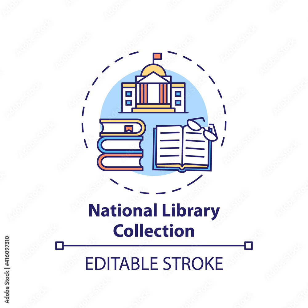 National library collection concept icon. Online library access idea ...