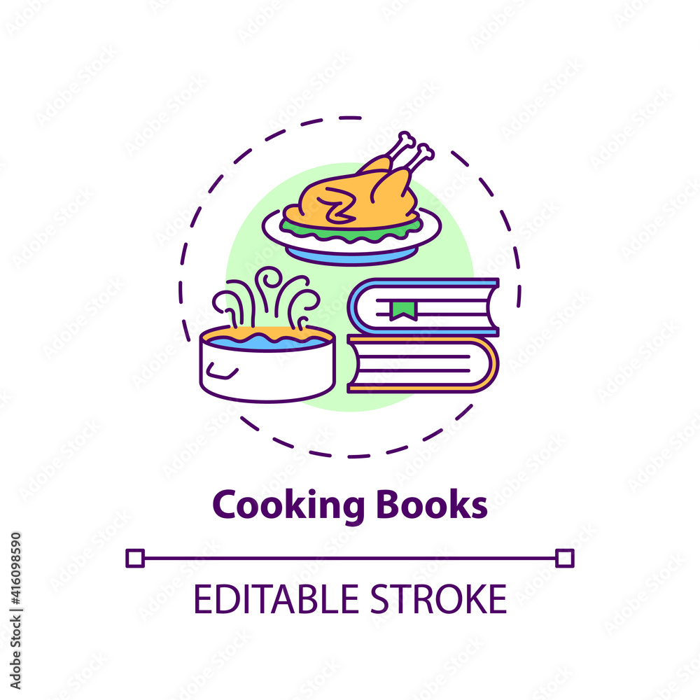 Cooking books concept icon. Online library catalogue idea thin line ...
