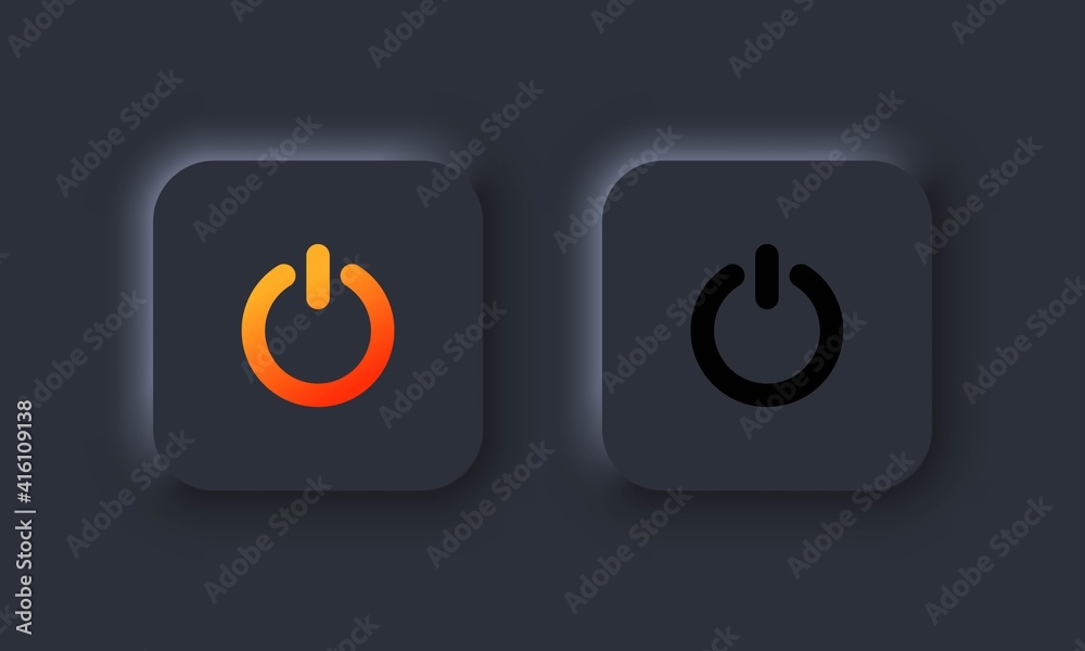 Power icon in neumorphism style. Power on off user Interface. On off ...