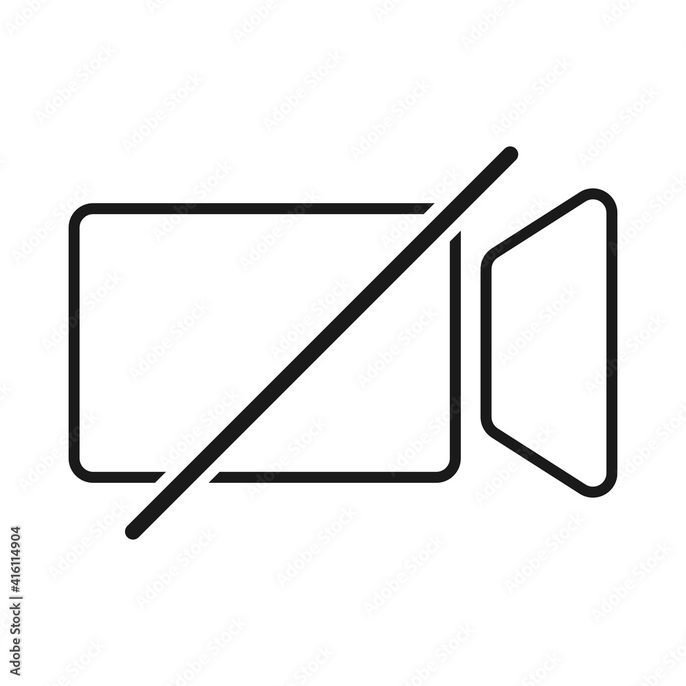 Video camera off symbol for video conferencing concept in outline ...