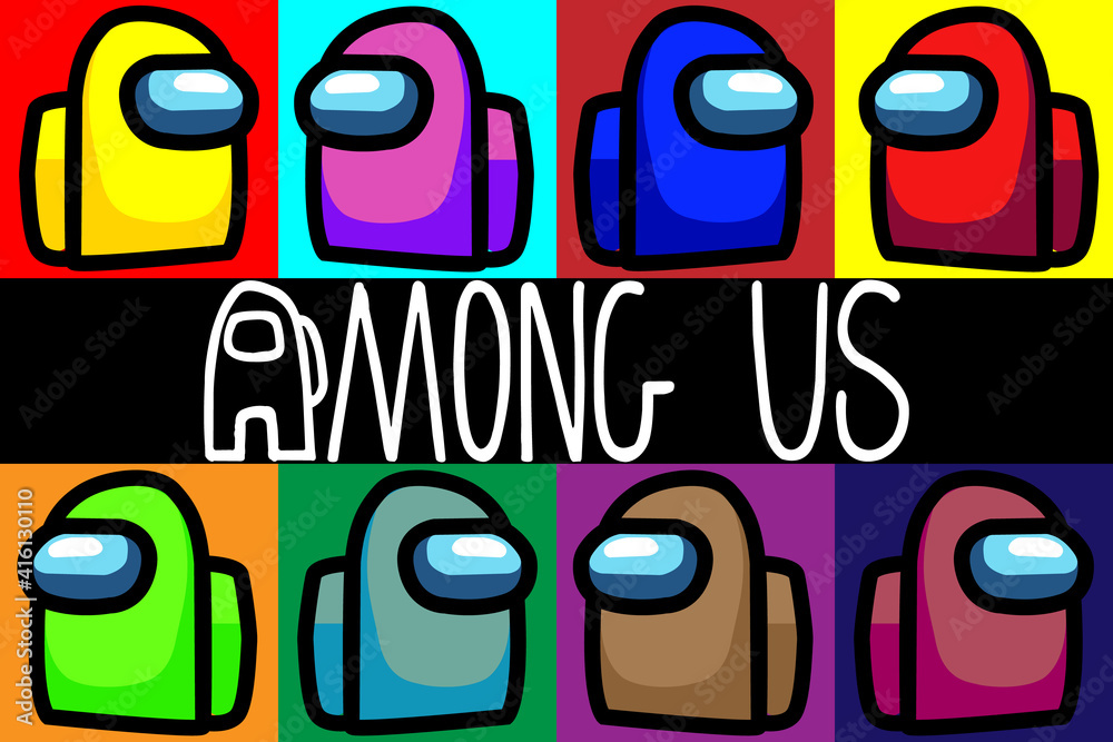 Online game Among Us - multicolor characters. Vector illustration ...