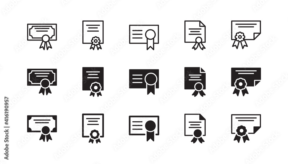 Certificate icon set. Vector graphic illustration. Suitable for website ...