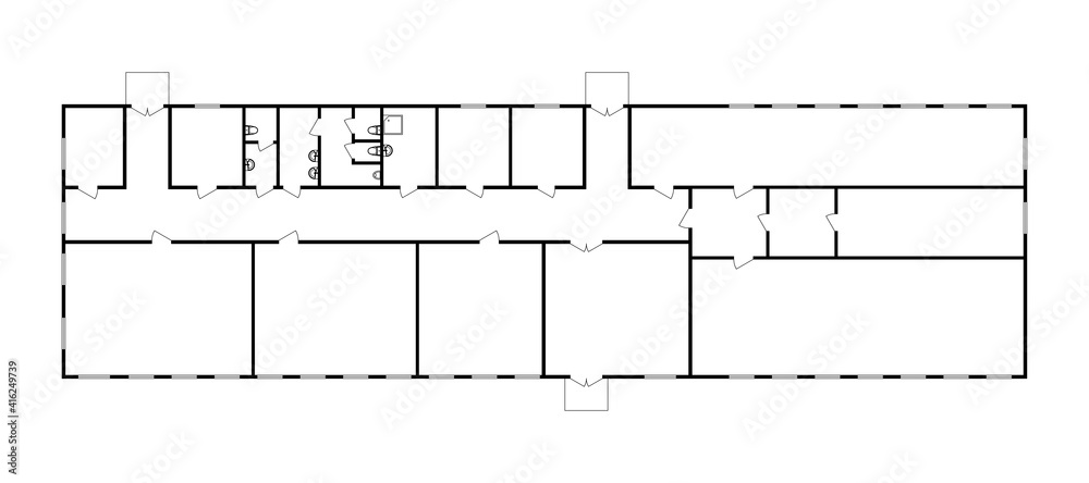 Modern office floor plan without furniture for your design. Vector ...