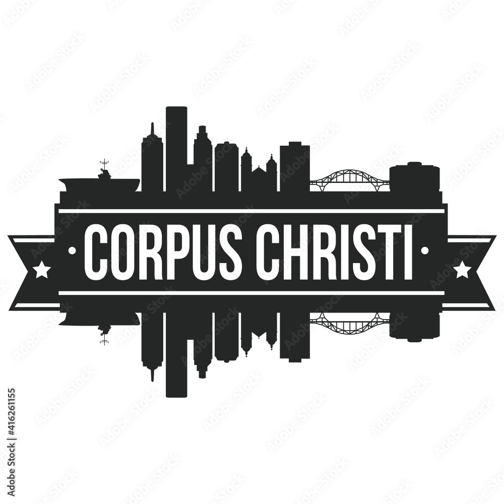 Corpus Christi Texas USA Skyline Silhouette Design City Vector Art ...