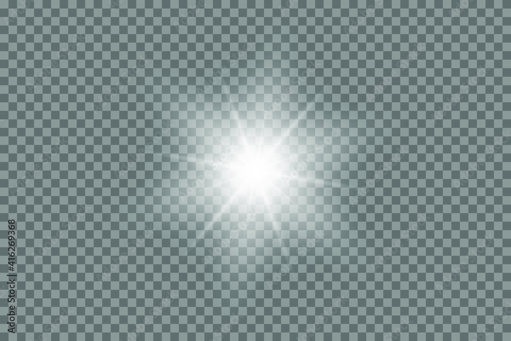 Vector bling light effect on a transparent background. Shining sun ...