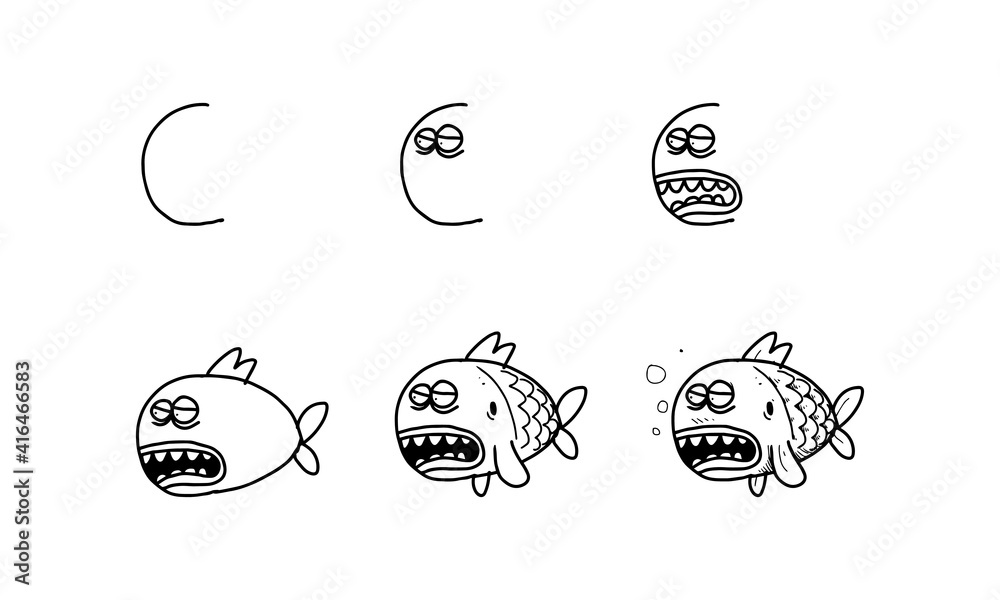 how to draw an ugly fish from C step by step. easy and fun activity for ...