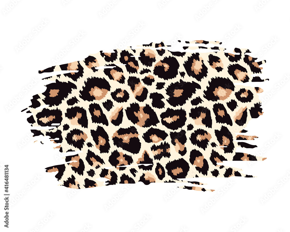 Hand drawn vector leopard textured ink brush stroke, paint spot with ...