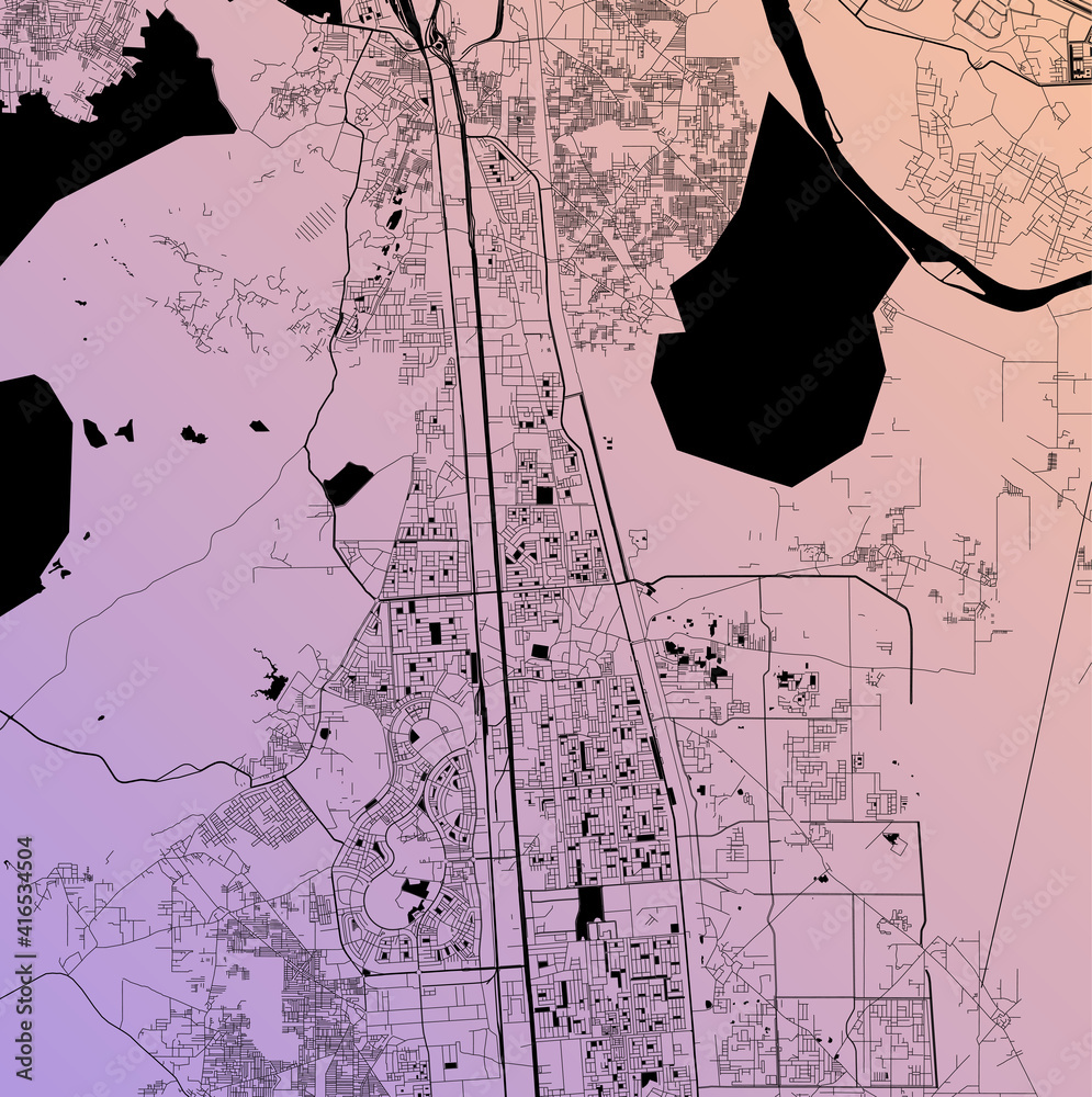 Faridabad, Haryana, India (IND) - Urban vector city map with parks ...