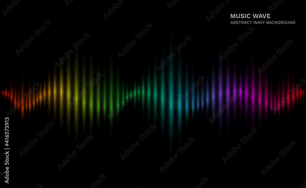 Vector de Stock .Rainbow sound wave. Multicolor sonic dynamic waveform ...