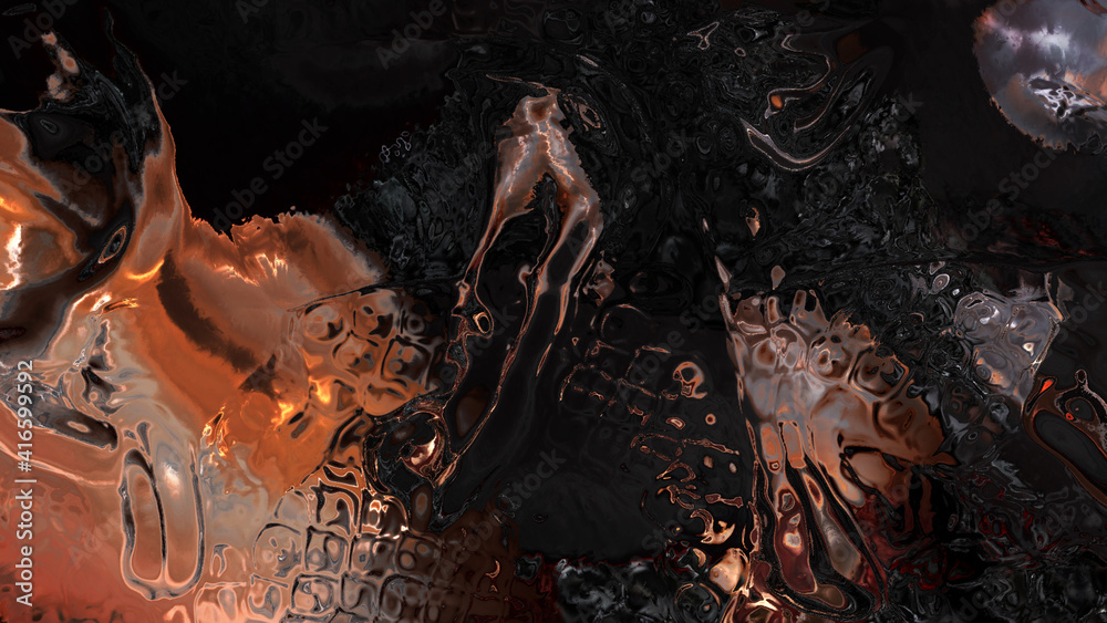 Illustration Stock coal ashes with red liquid glass particles overflow ...