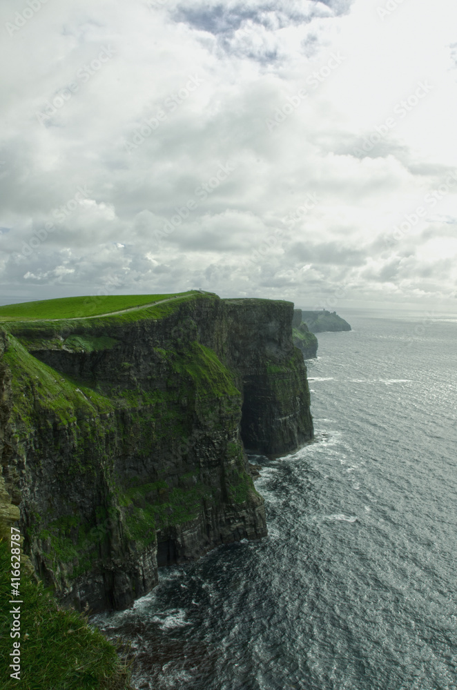 Cliffs of Moher. Vertical panoramic photo of the famous cliff ...