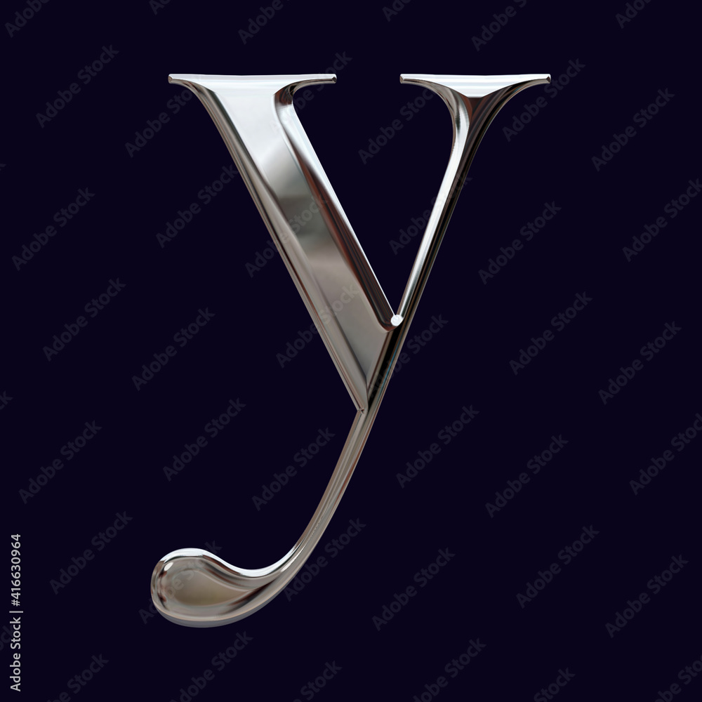 Alphabet letter y with glossy metal texture (chrome, steel, silver), 3D ...