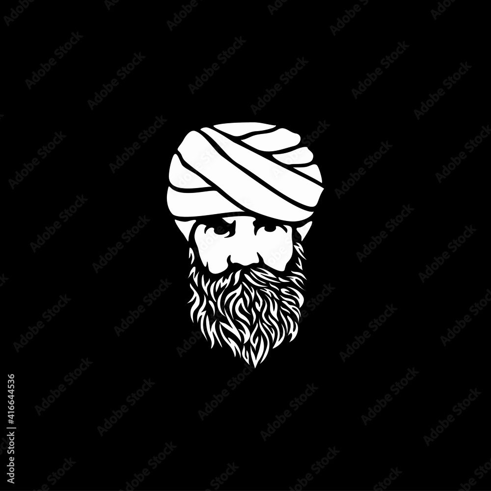 guru logo template design in outline style. Vector illustration. A ...