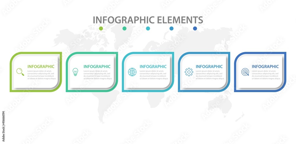 Line step infographic. 5 options workflow diagram, number infograph, process steps chart with ...