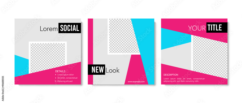 Editable social media post templates, abstract diagonal shapes design ...