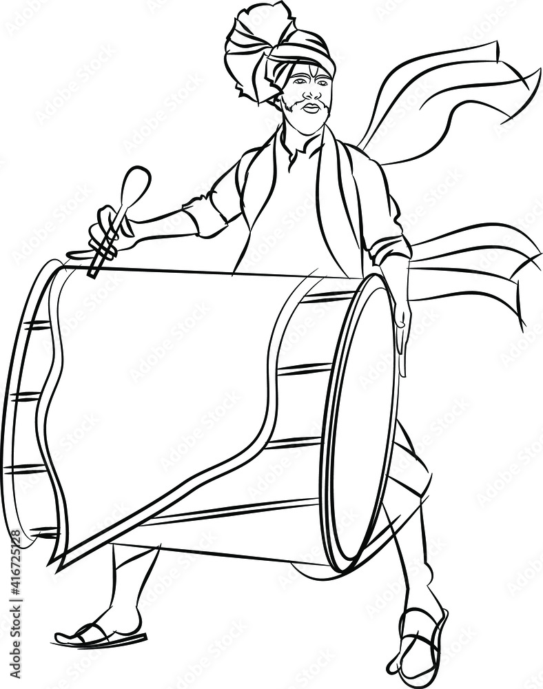 celebration of the Maharashtrian new year, India. Drummers welcoming ...