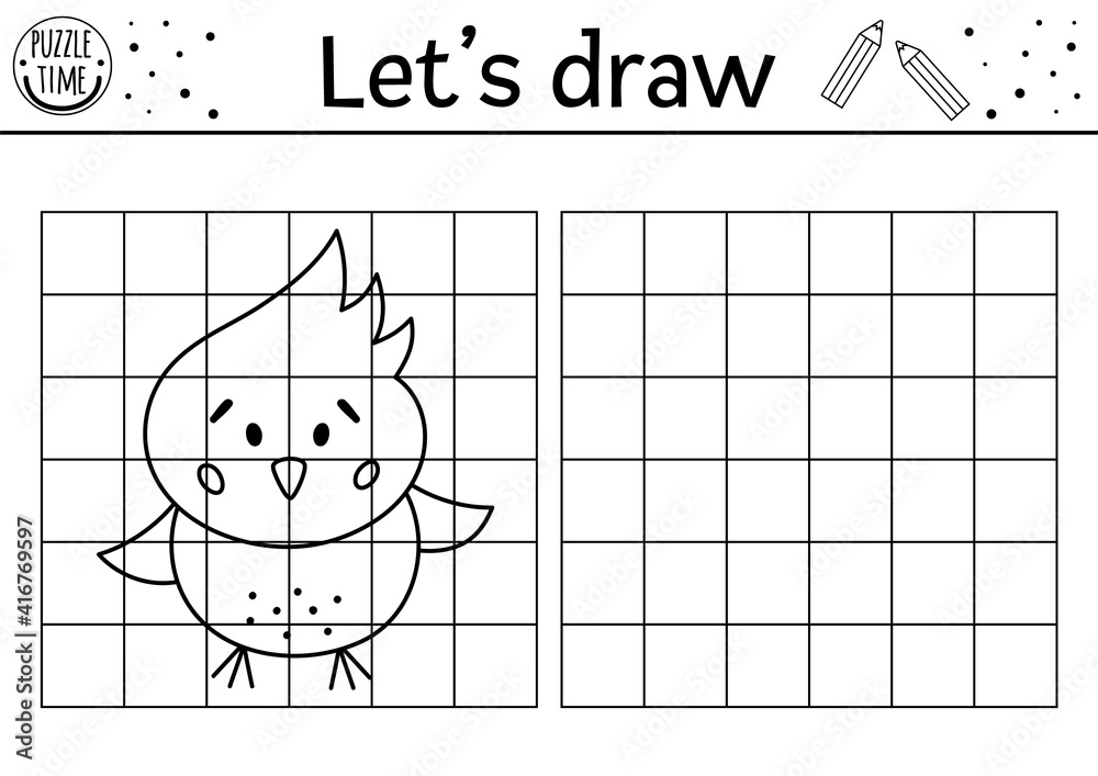 Complete the chicken picture. Vector Easter drawing practice worksheet ...