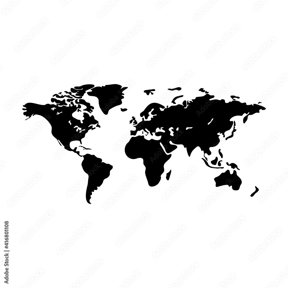 World map vector modern. Earth map vector outline silhouette isolated ...