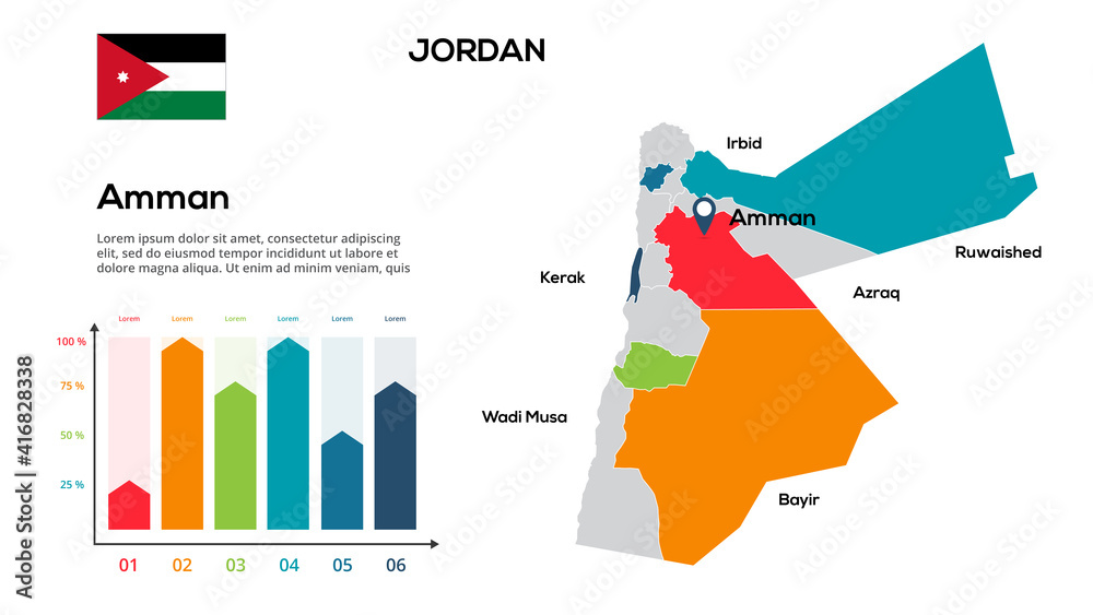 Vector de Stock Jordan map. Vector image of a global map in the form of ...