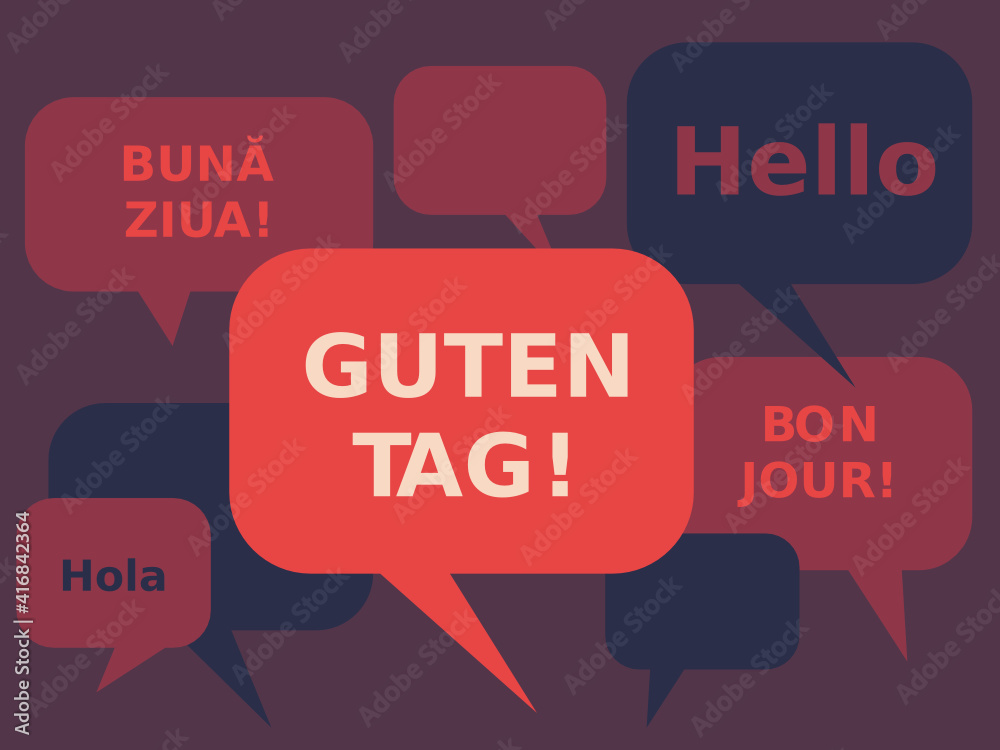 Vetor German language courses illustration. Translation from left to ...