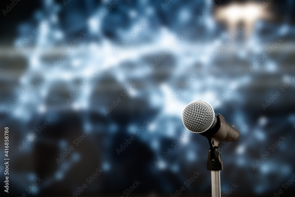 Public speaking backgrounds, Close-up the microphone on stand for ...