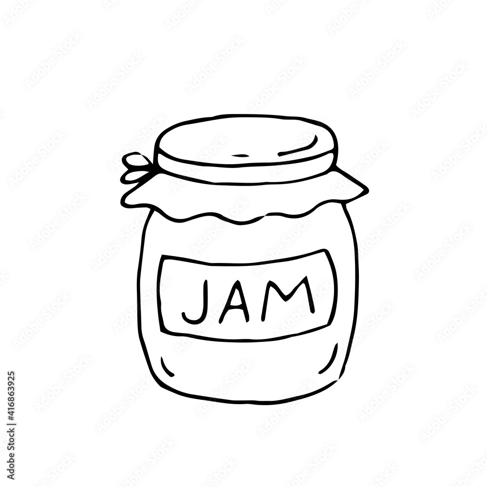 Jar of jam. Food. Sweetness. Vector hand-drawn doodle illustration ...