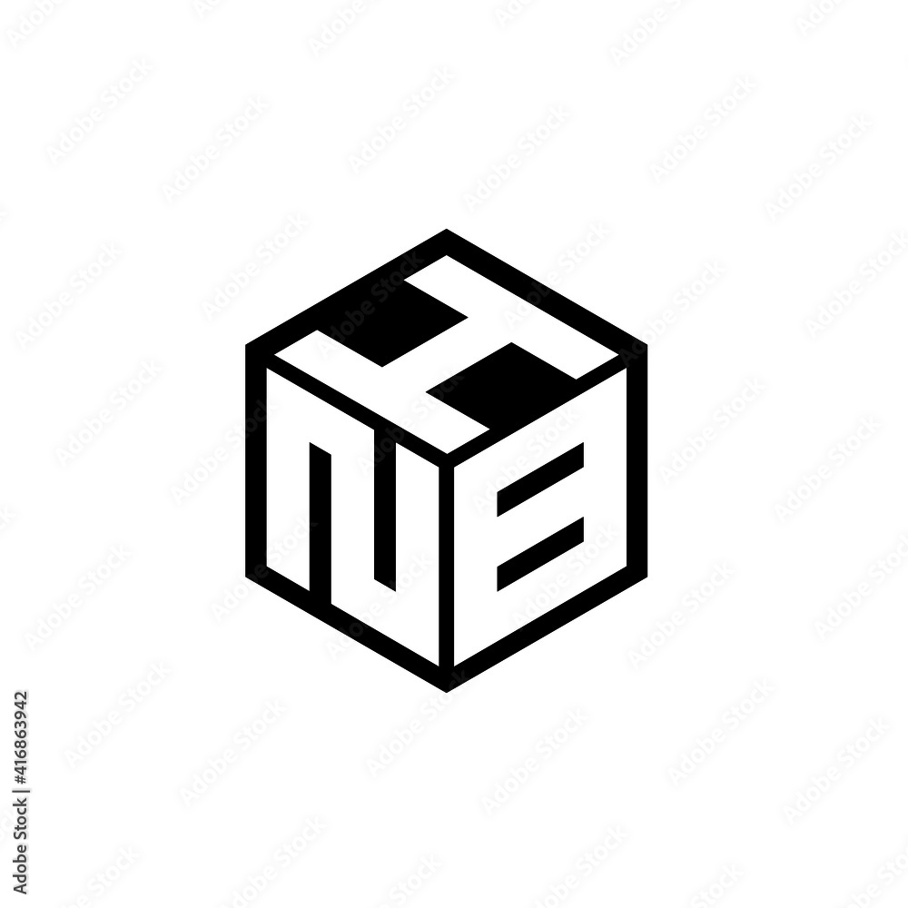NBH letter logo design with white background in illustrator, cube logo ...